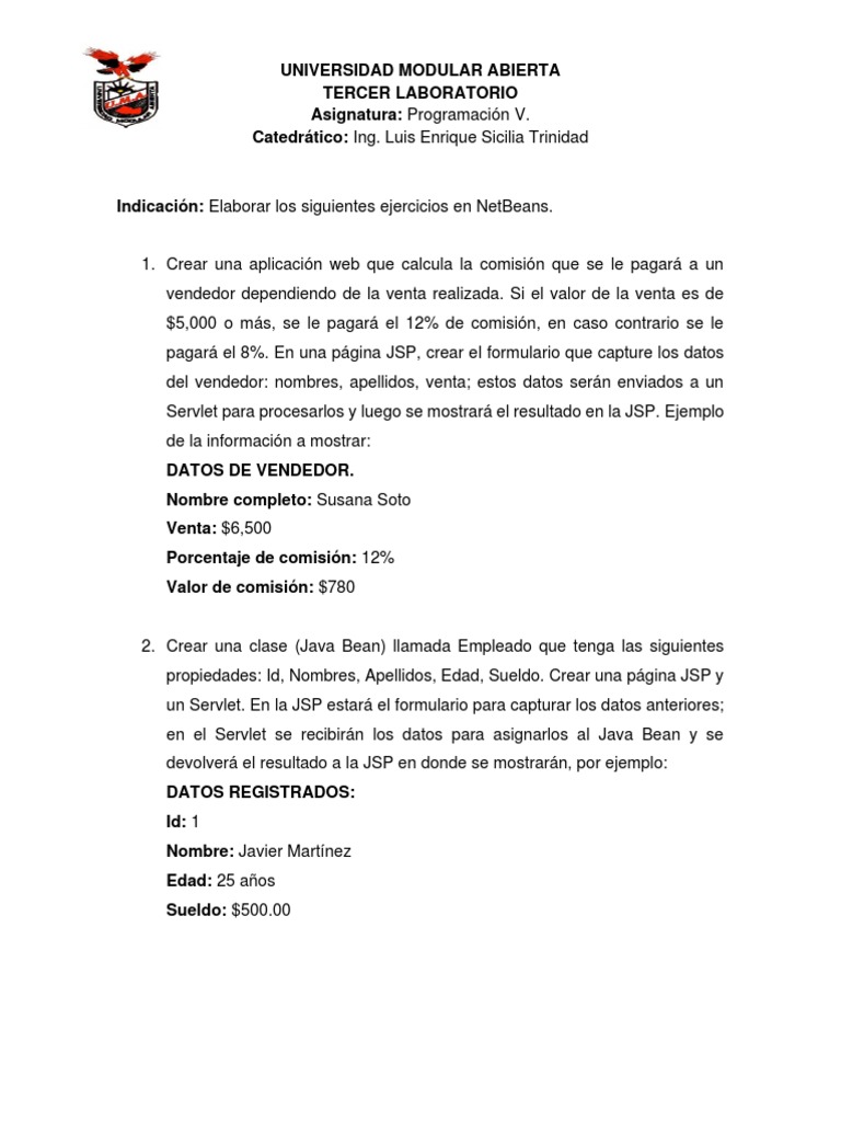 Ejercicios de Programación Web JSP | PDF