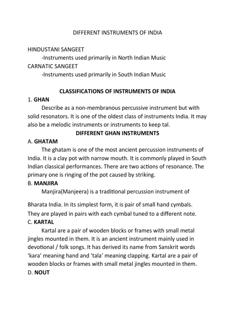 Instruments of India: A Comprehensive Guide | PDF | String Instruments ...