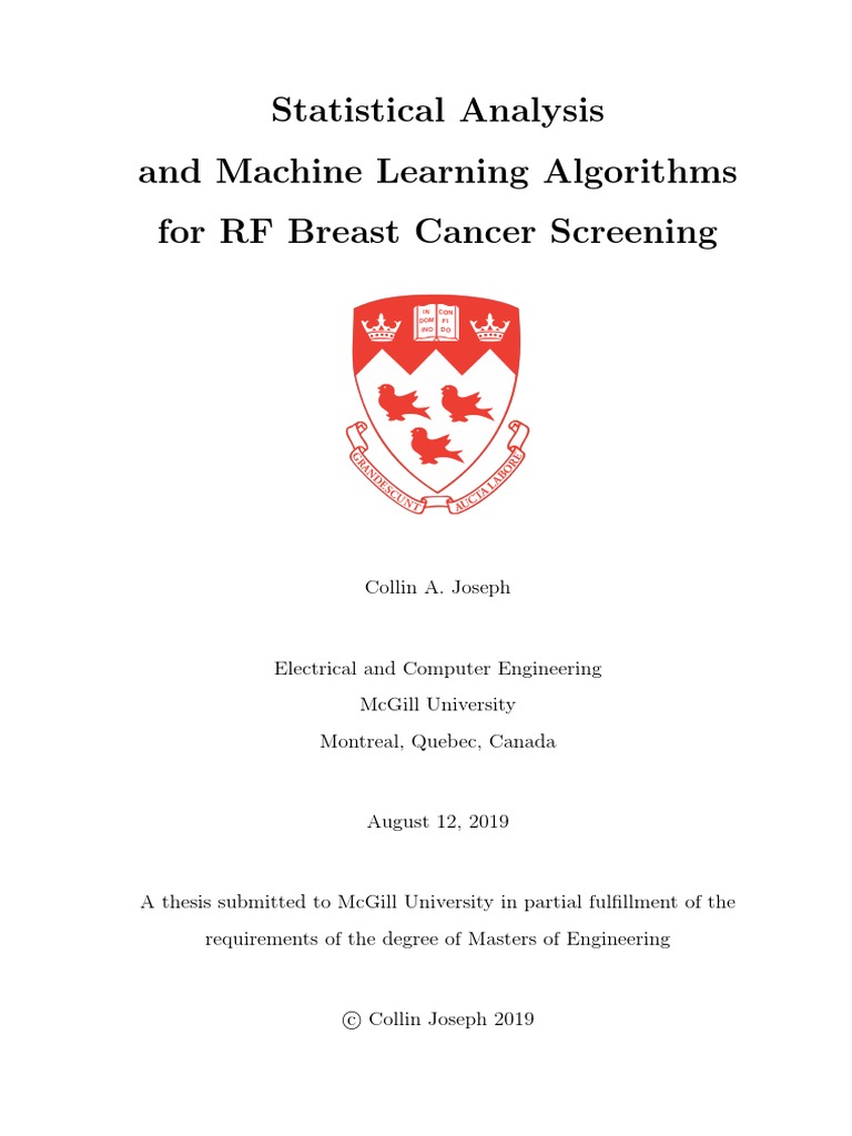 Statistical Analysis And Machine Learning Algorithms For Rf Breast