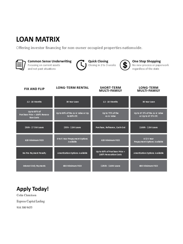 Loan Matrix White Label Template Set 2 March 23 | PDF | Finance & Money ...