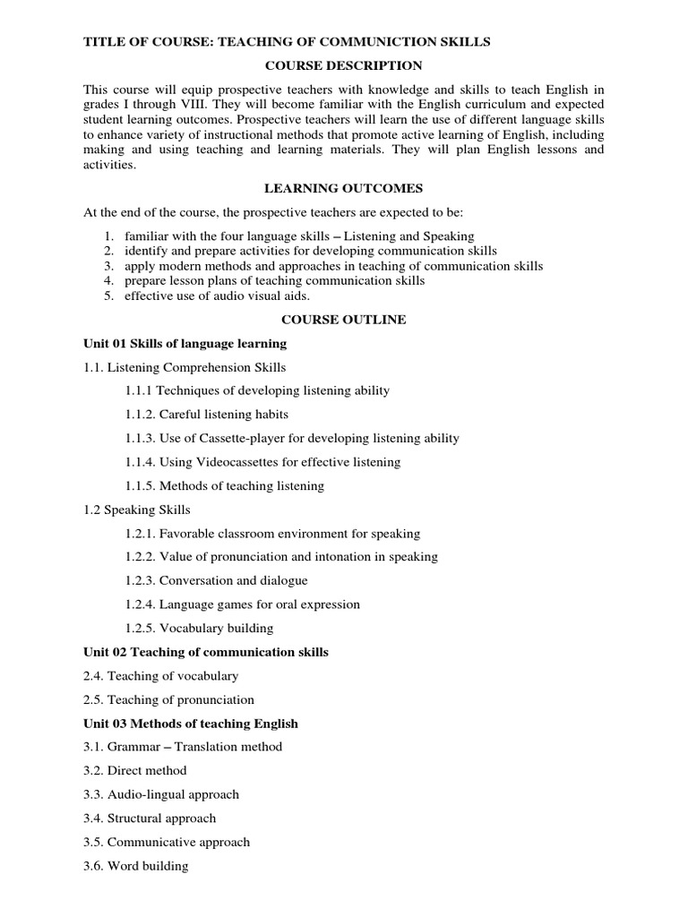 Course Outlines - Merged | PDF | Reading Comprehension | Literacy