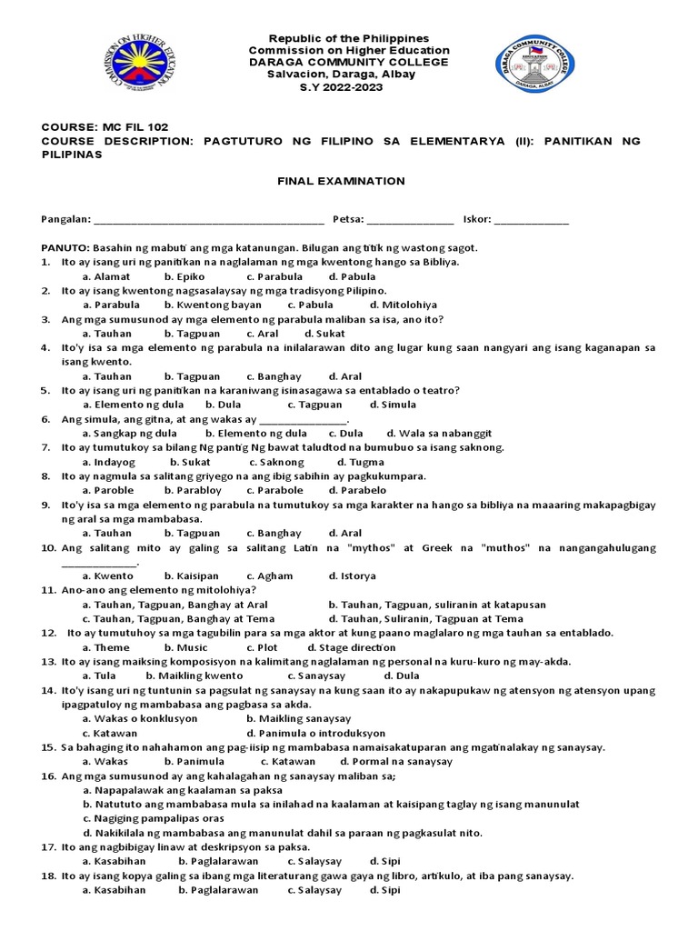 Finals MC Fil 102 | PDF