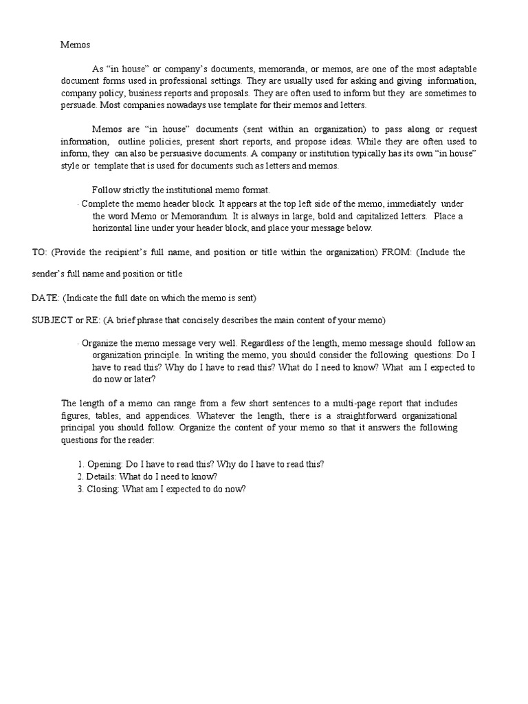 How To Write An Inter Office Announcement Memoranda | PDF