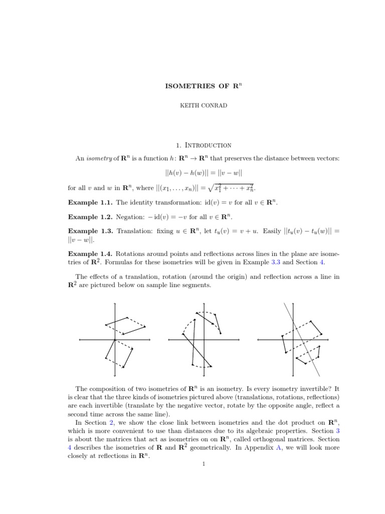 Isometry RN | PDF | Matrix (Mathematics) | Determinant
