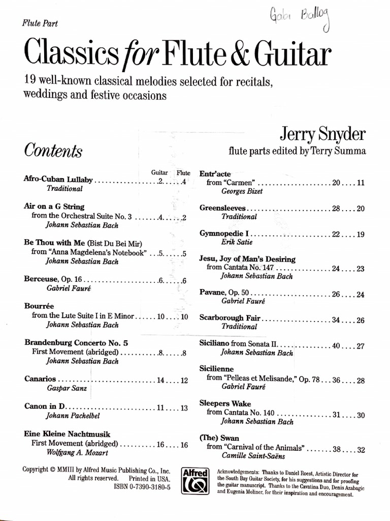 Classics For Flute and Guitar (Flute 1) | PDF