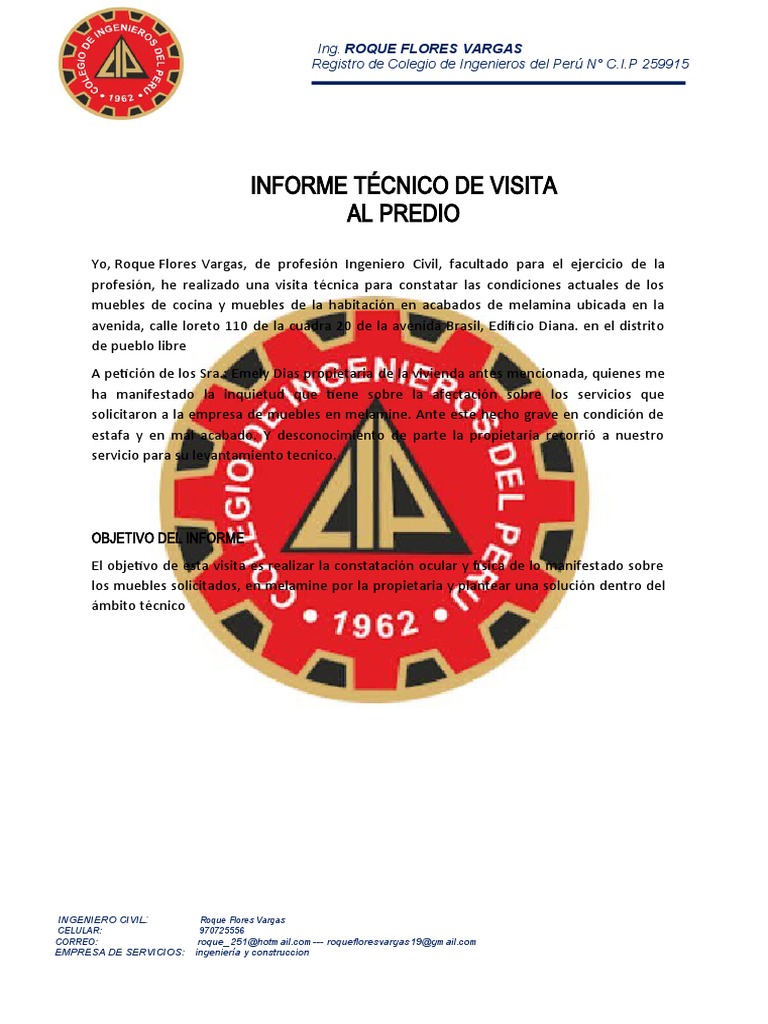 Imforme de Peritage Roque | PDF | Ingeniería | Inicio