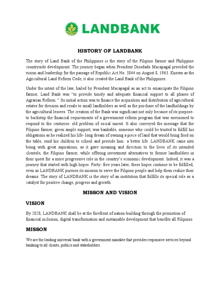 History of Landbank | PDF