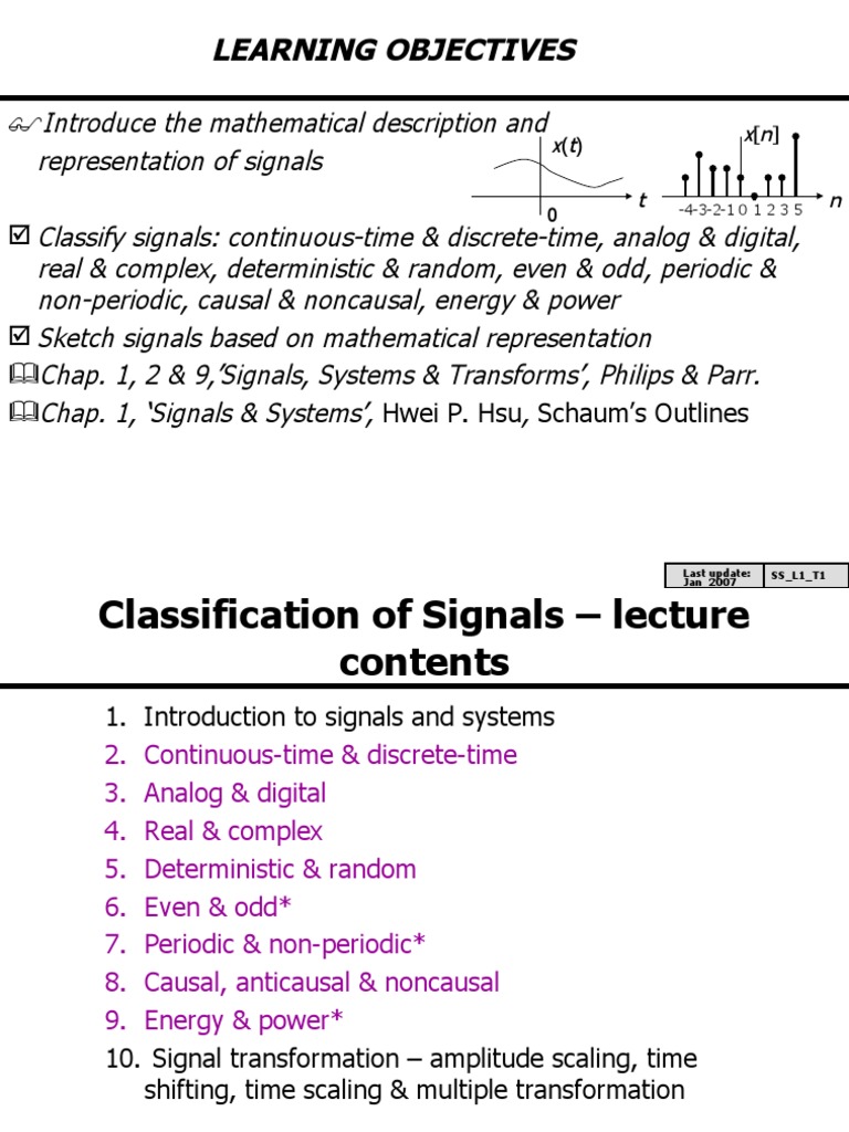 SS Lect 1 Signal Classification and Properties | PDF | Discrete Time ... SS Lect 1 Signal Classification and Properties | PDF | Discrete Time ...