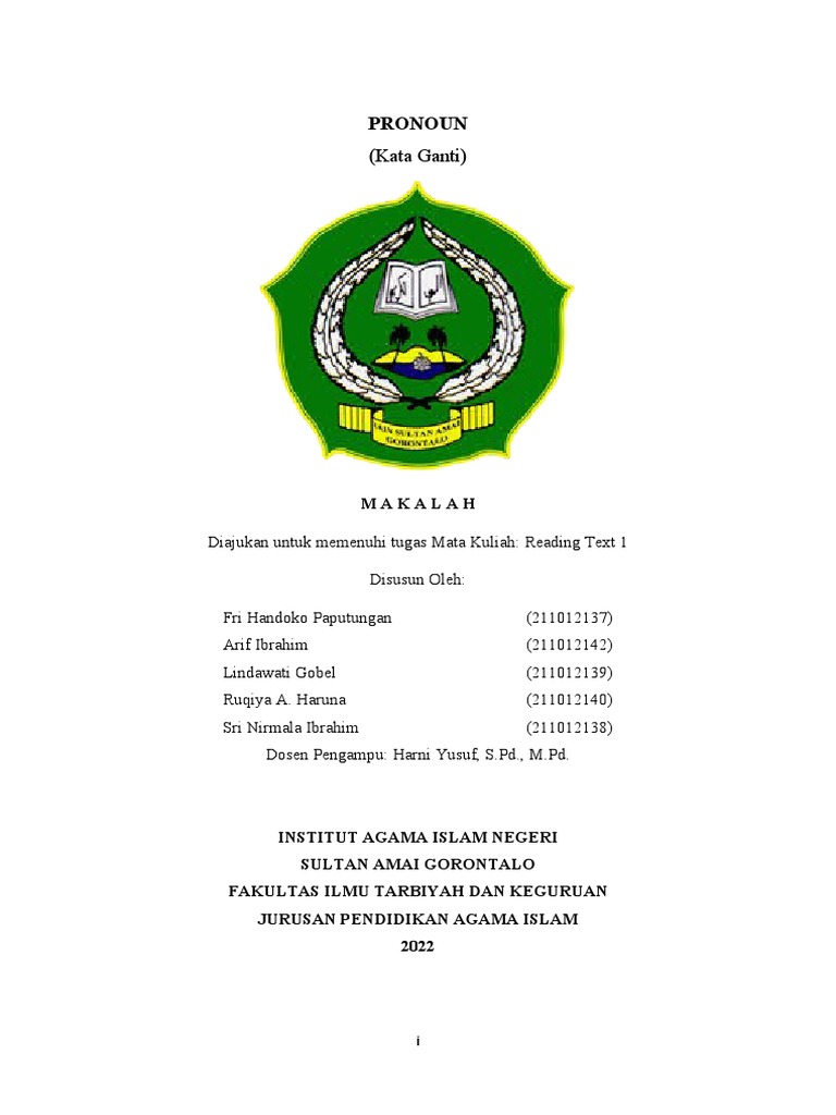 Fungsi dan Bentuk Pronoun dalam Bahasa Inggris | PDF