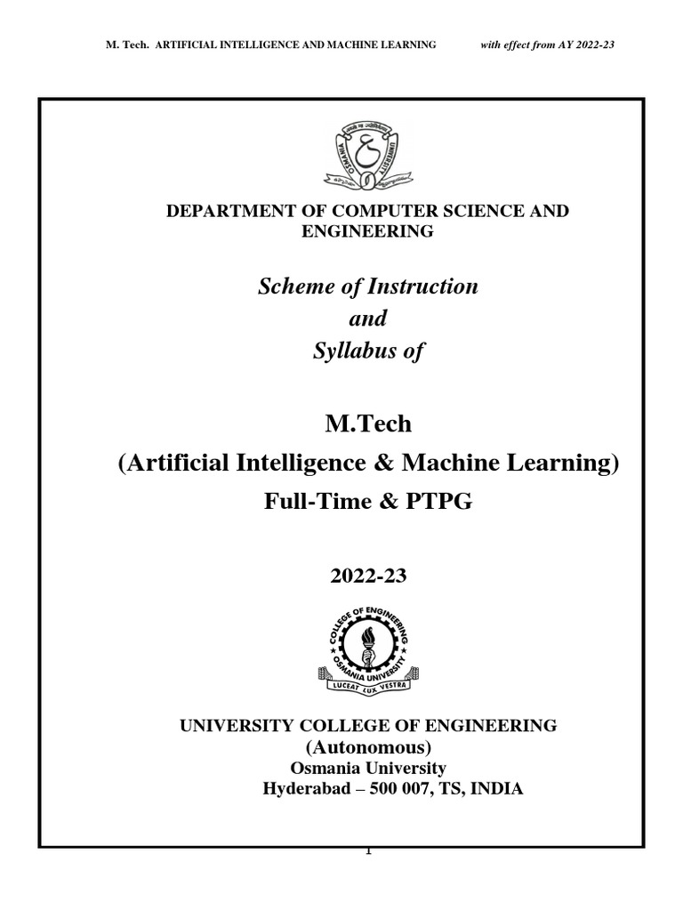 MTech AIML Syllabus 2022-23 | PDF | Machine Learning | Support Vector Machine