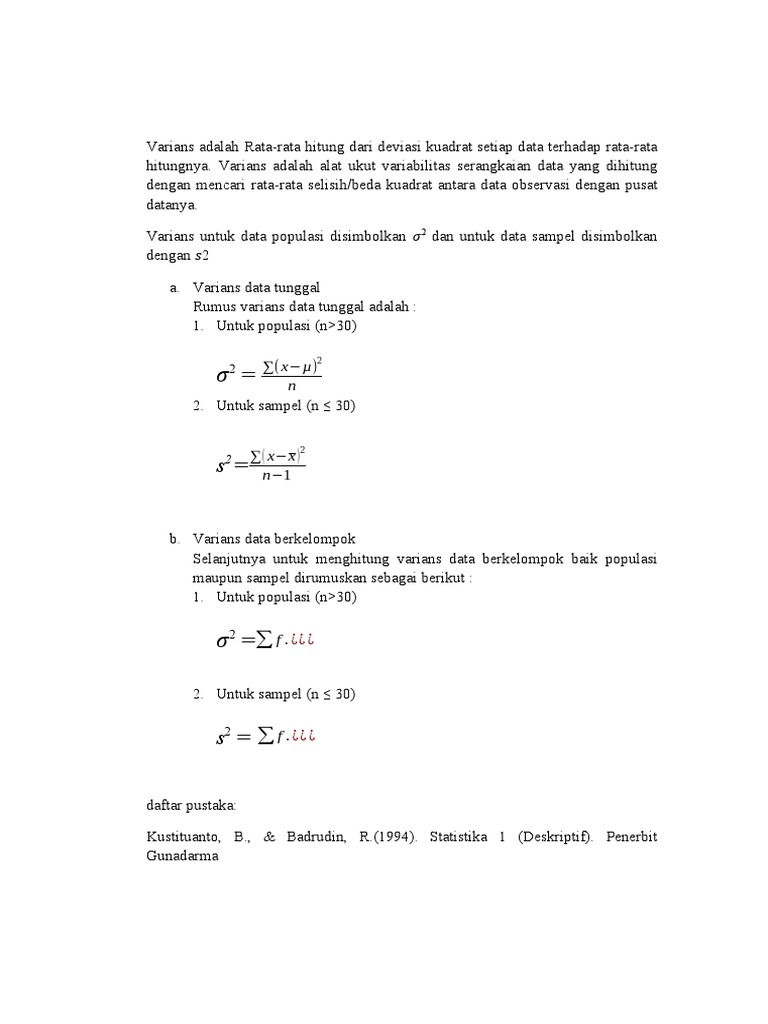 Varians Statistika | PDF
