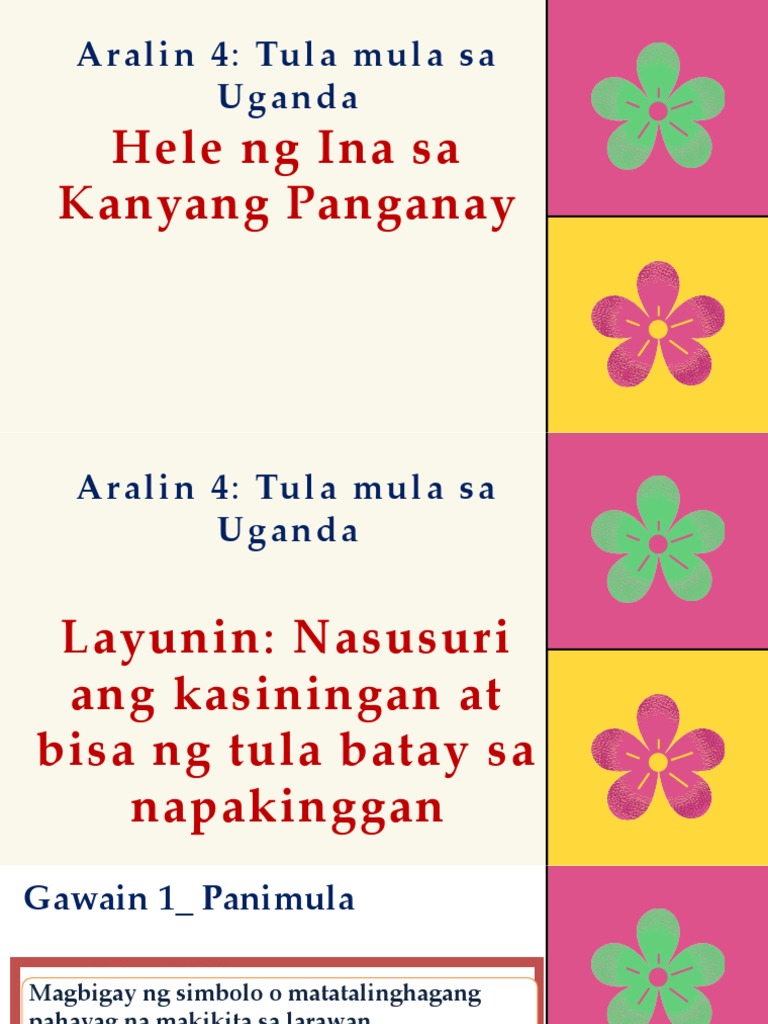 Q3 - Aralin 4 - Tula Hele NG Ina Sa Kanyang Panganay | PDF