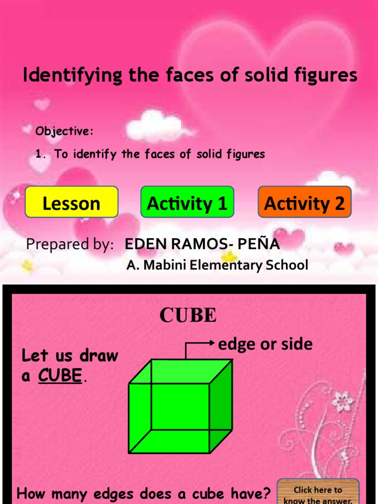 Math6 - q4 - Identifying Face of Solid Figures | PDF | Vertex (Geometry) | Euclid