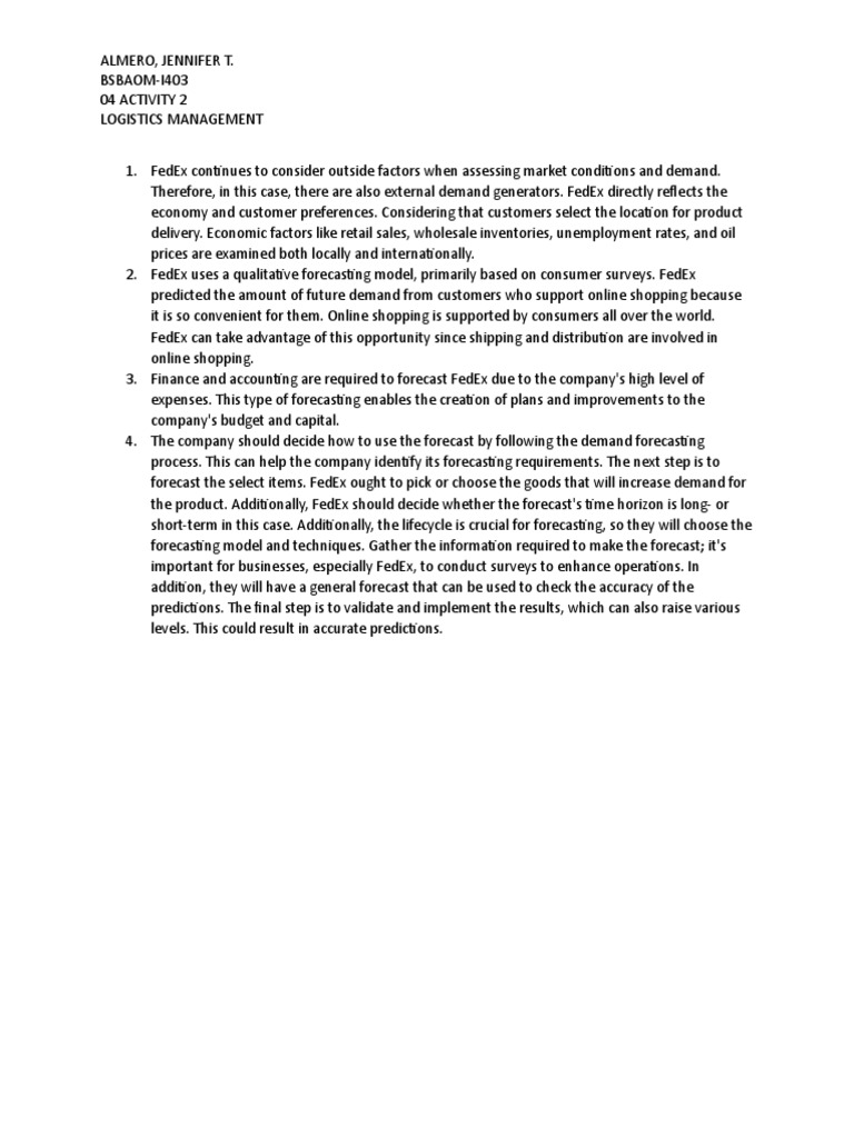 04 Activity 02 Logistics | PDF