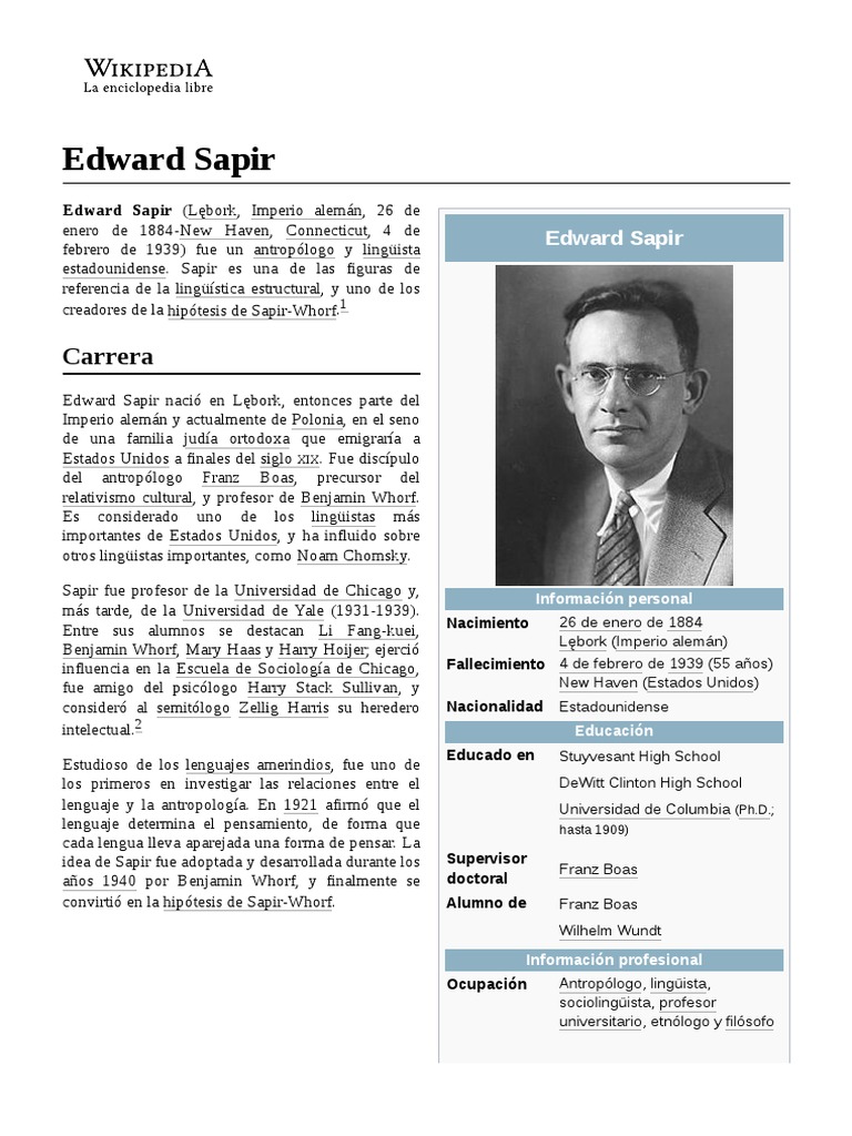 Edward Sapir | PDF | Ciencia cognitiva | Ciencias del comportamiento