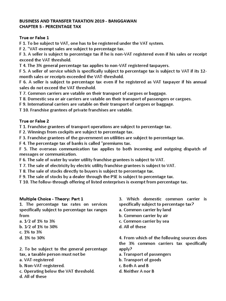 Bustax Chap5 Theory and Problems | PDF | Value Added Tax | Taxes