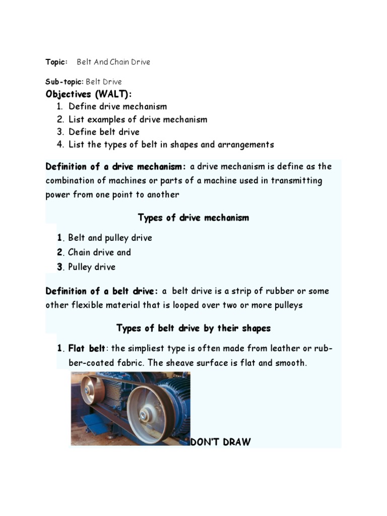 Basic Tech Note For Year 8 WK 2 Summer Term | PDF | Belt (Mechanical ...