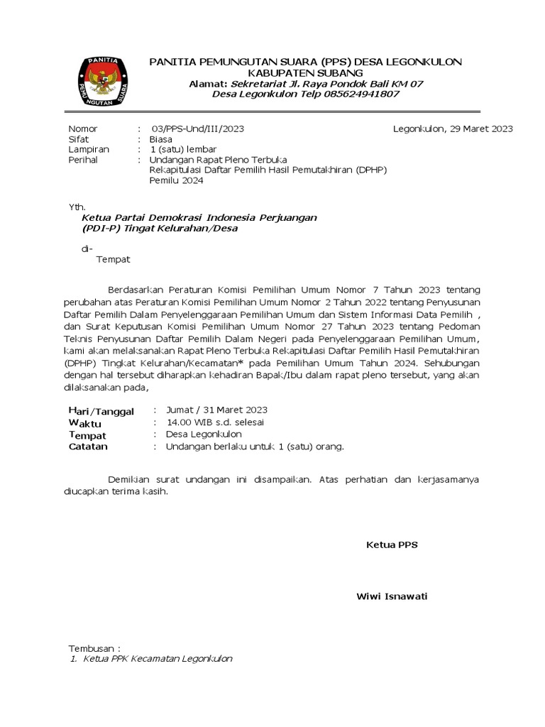 Undangan Rapat Pleno | PDF