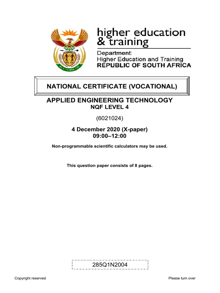 NCV4 Applied Engineering Technology December 2020 | PDF