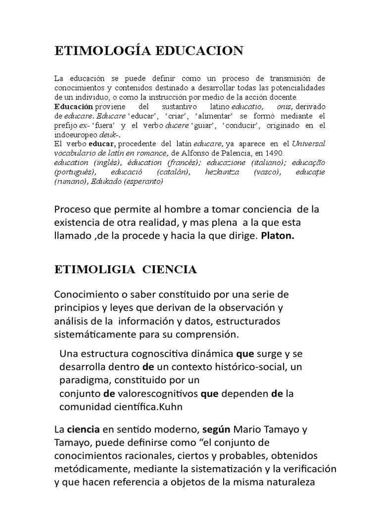 Etimología Educacion | PDF