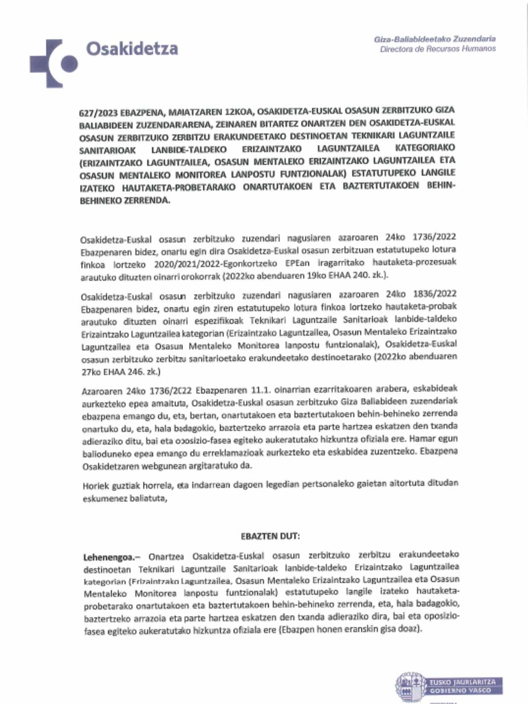 D16001-Auxiliar Enfermeria Adm Excl Prov Eus | PDF