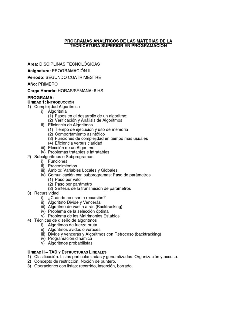 Programaci N II | PDF | Algoritmos | Gestión de tecnología de la información