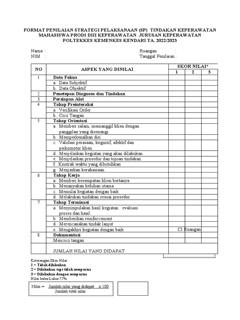 Format Penilaian SP | PDF