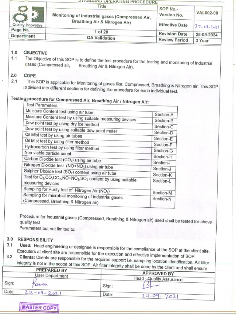 Compressed Air SOP | PDF