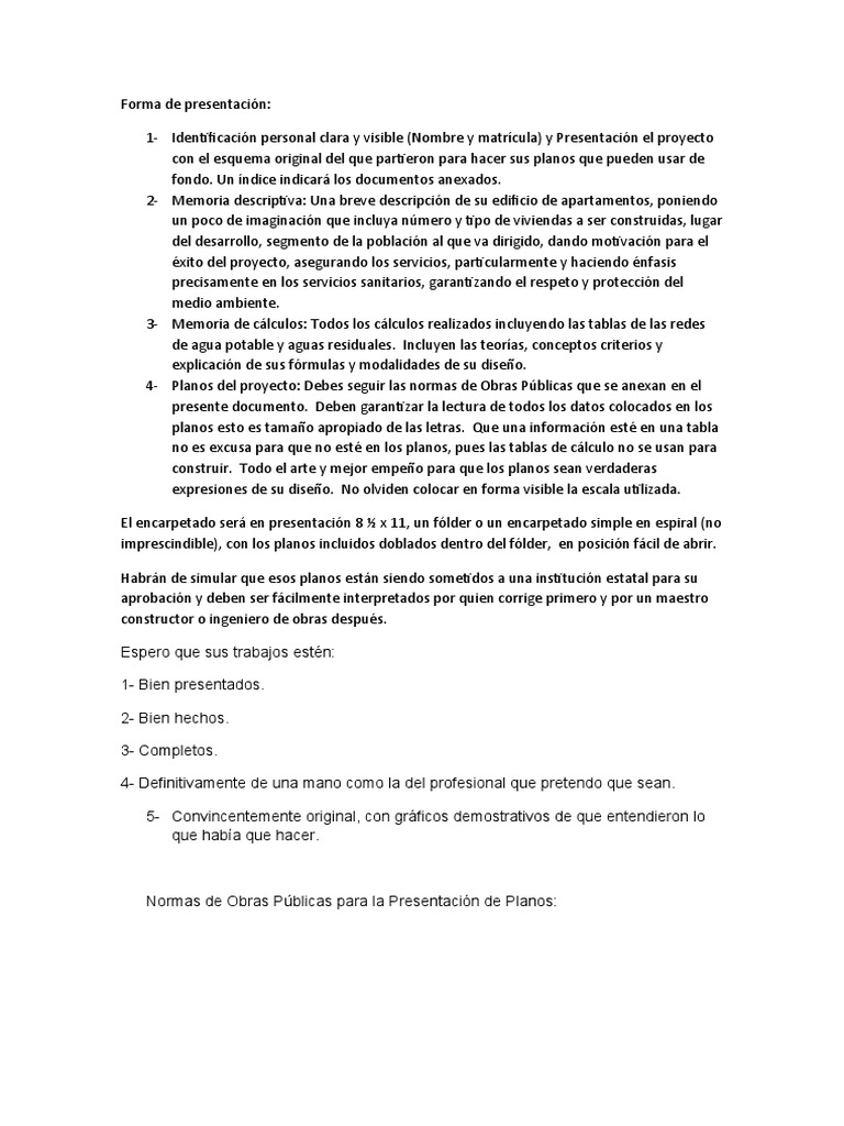 Forma de Presentacion Instalaciones | PDF