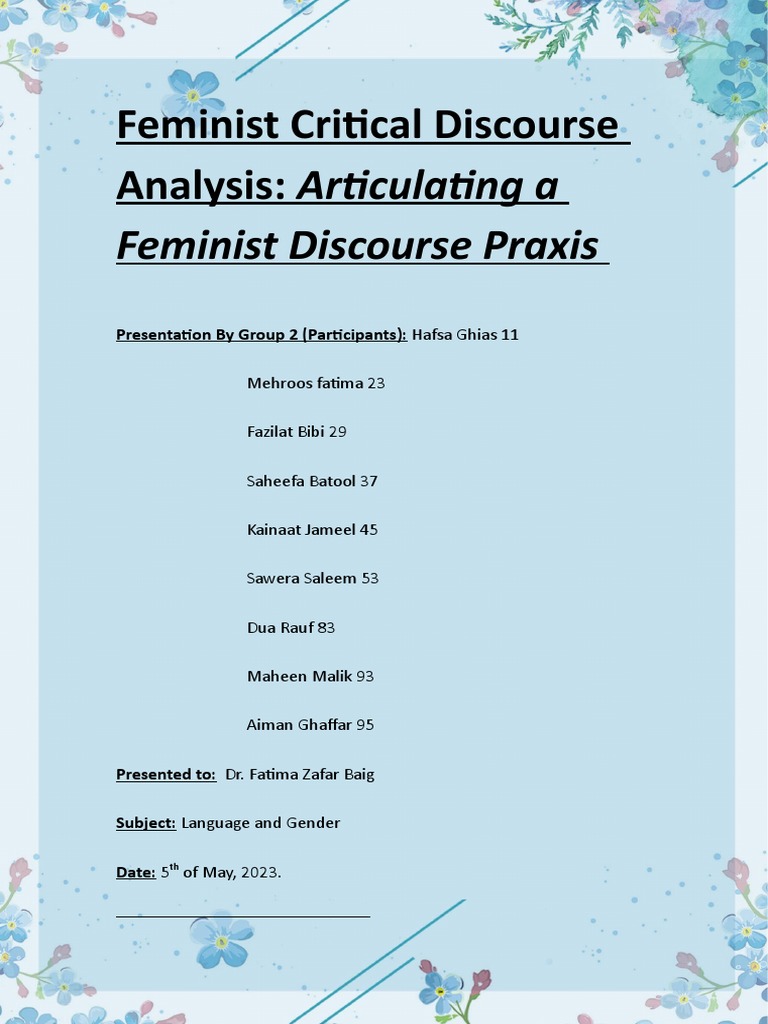 Feminist Critical Discourse Analysis | PDF | Feminism | Gender Studies