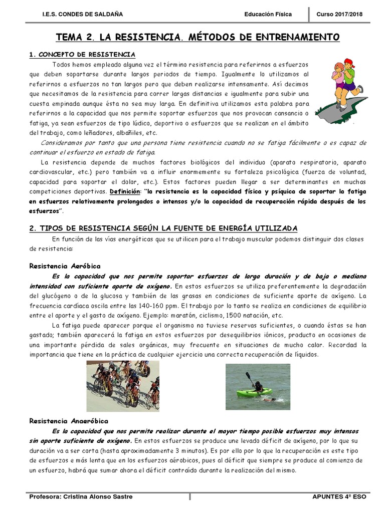 Tema 2 Resistencia 4º | PDF | Resistencia | Ejercicio aerobico