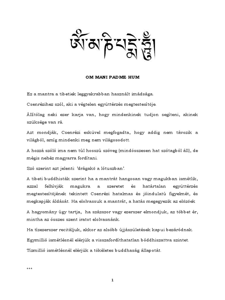 Om Mani Padme Hum | PDF