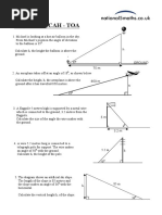 N4 Trigonometry SOHCAHTOA Practice | PDF | Trigonometric Functions | Sine
