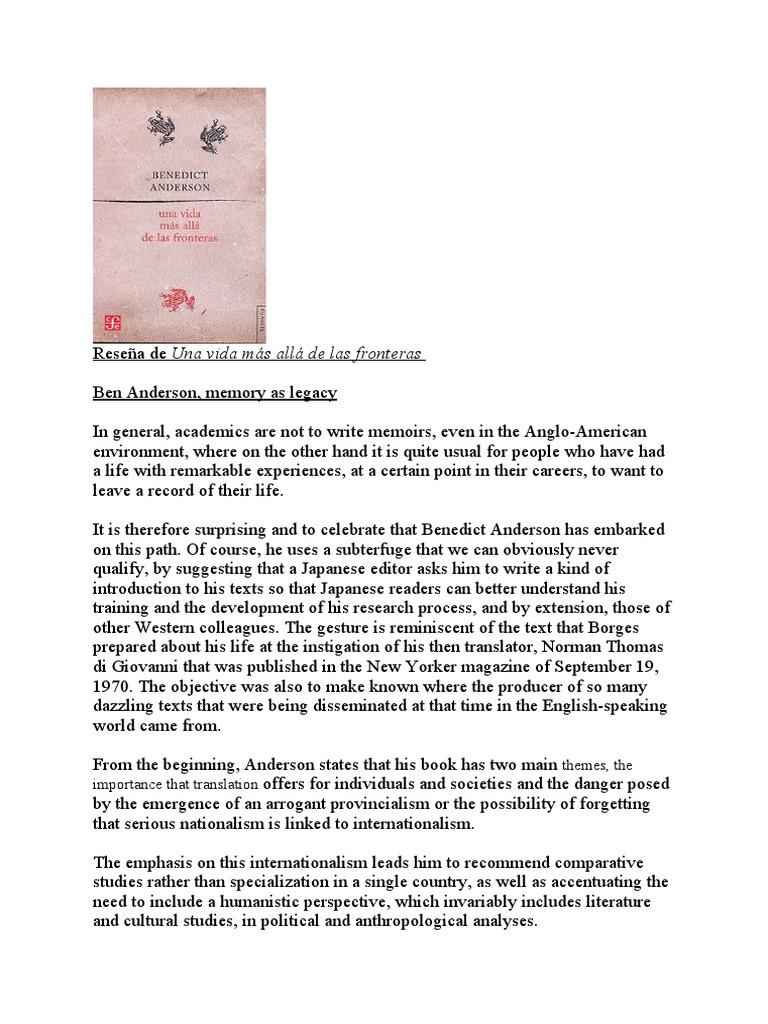 Benedict Anderson's Memoir | PDF | Nationalism | Southeast Asia