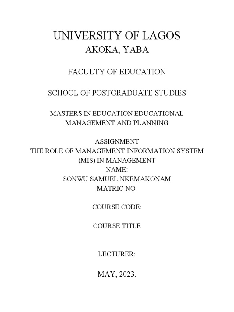 Role of MIS in Education Management | PDF | Management Information ...