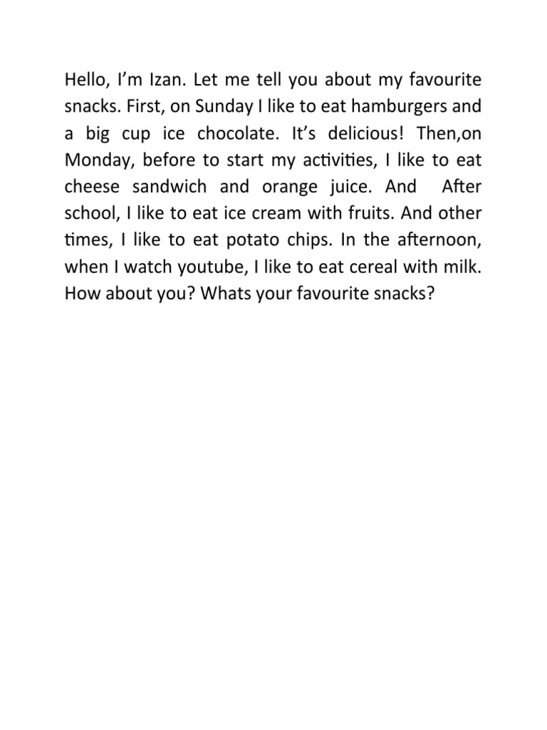 My Favourite Snacks | PDF