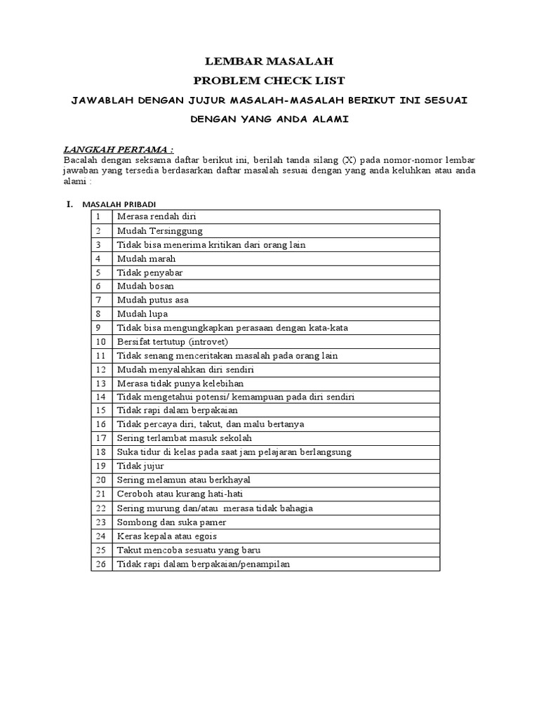 Problem Check List | PDF