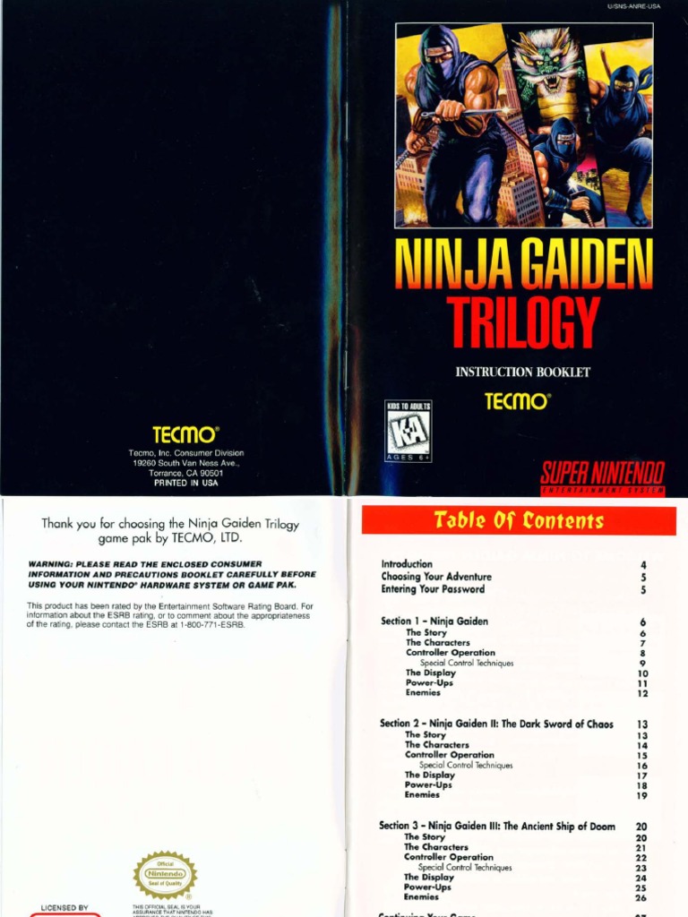 Ninja Gaiden Trilogy (U) | PDF