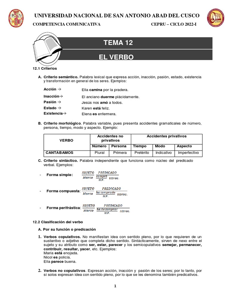 Clasificación y Uso del Verbo en Español | PDF | Verbo | Adverbio