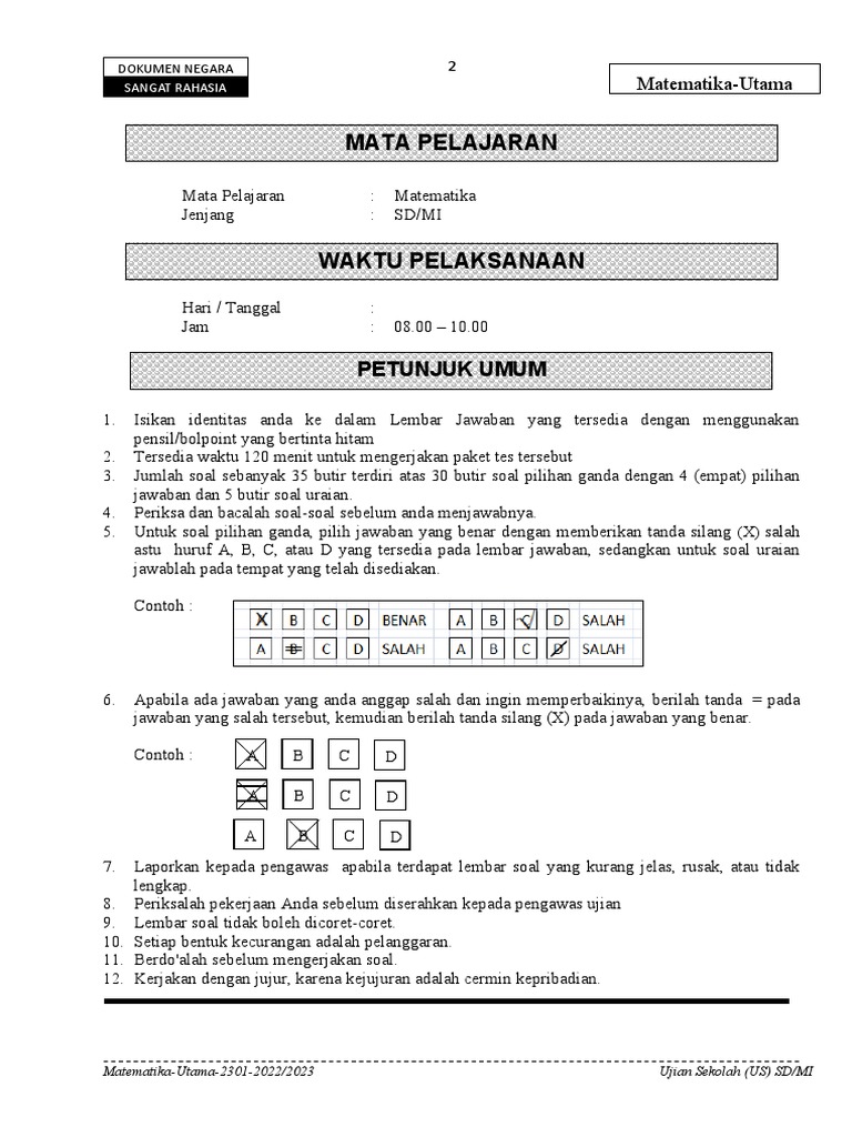 Matika - Utama SD - 2023 | PDF