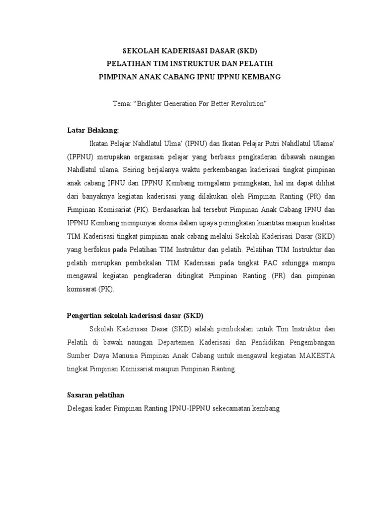 Skema Sekolah Kaderisasi Dasar | PDF Skema Sekolah Kaderisasi Dasar | PDF