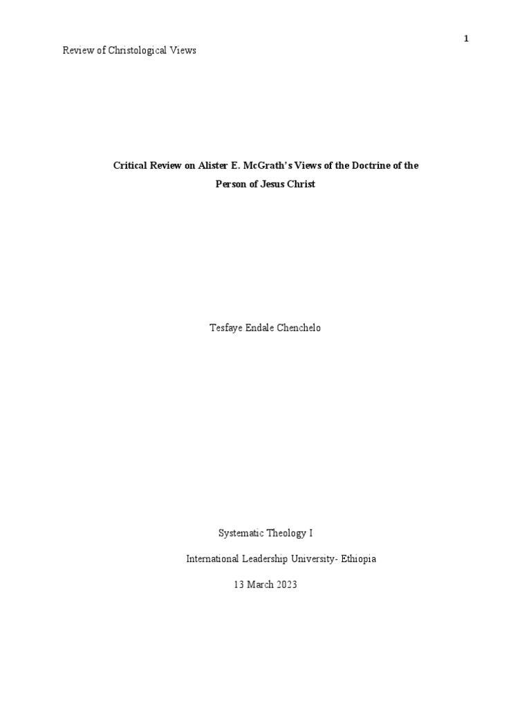 Review On Alister E. McGrath's Views of Christology | PDF | Christology | Jesus