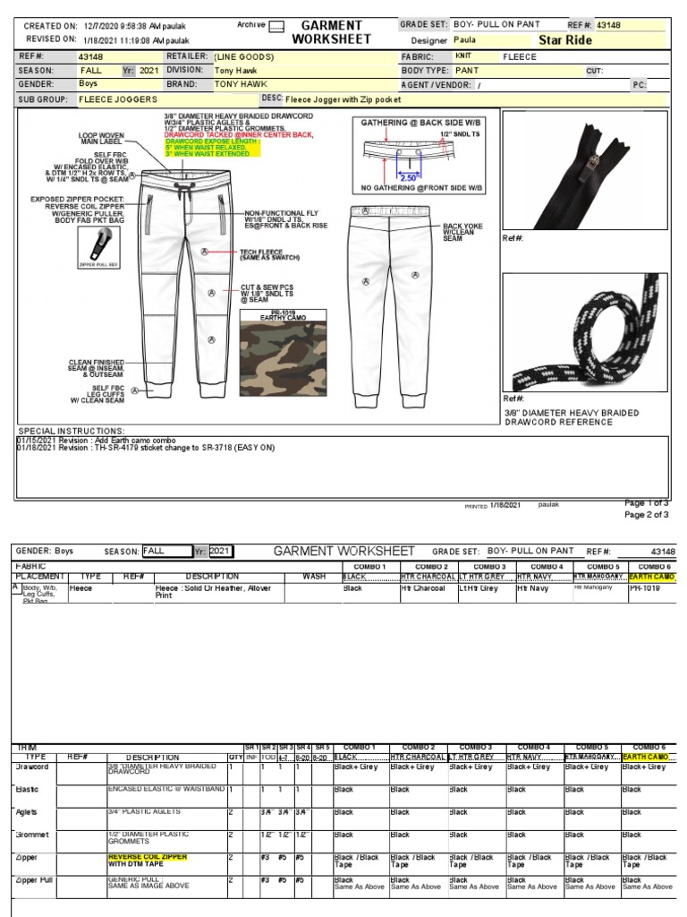 Garment Worksheet Star Ride: 43148 Designer Paula | PDF | Consumer ...
