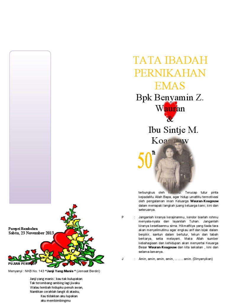 Tata Ibadah Hut Pernikahan 50 THN | PDF