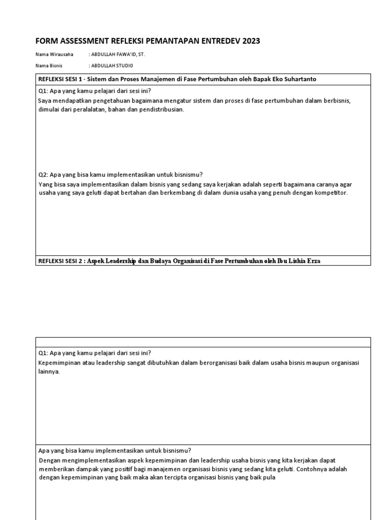 Form Assessment | PDF