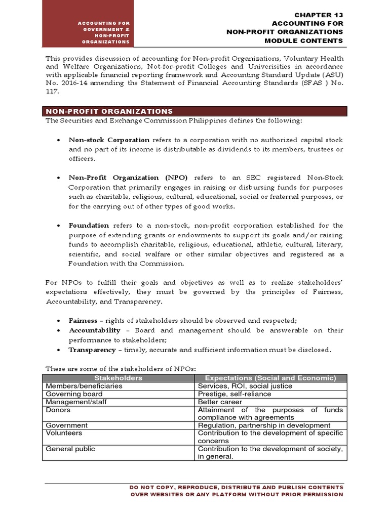 Course Module - Chapter 12 - Accounting For NPOs | PDF | Debits And Credits | Revenue