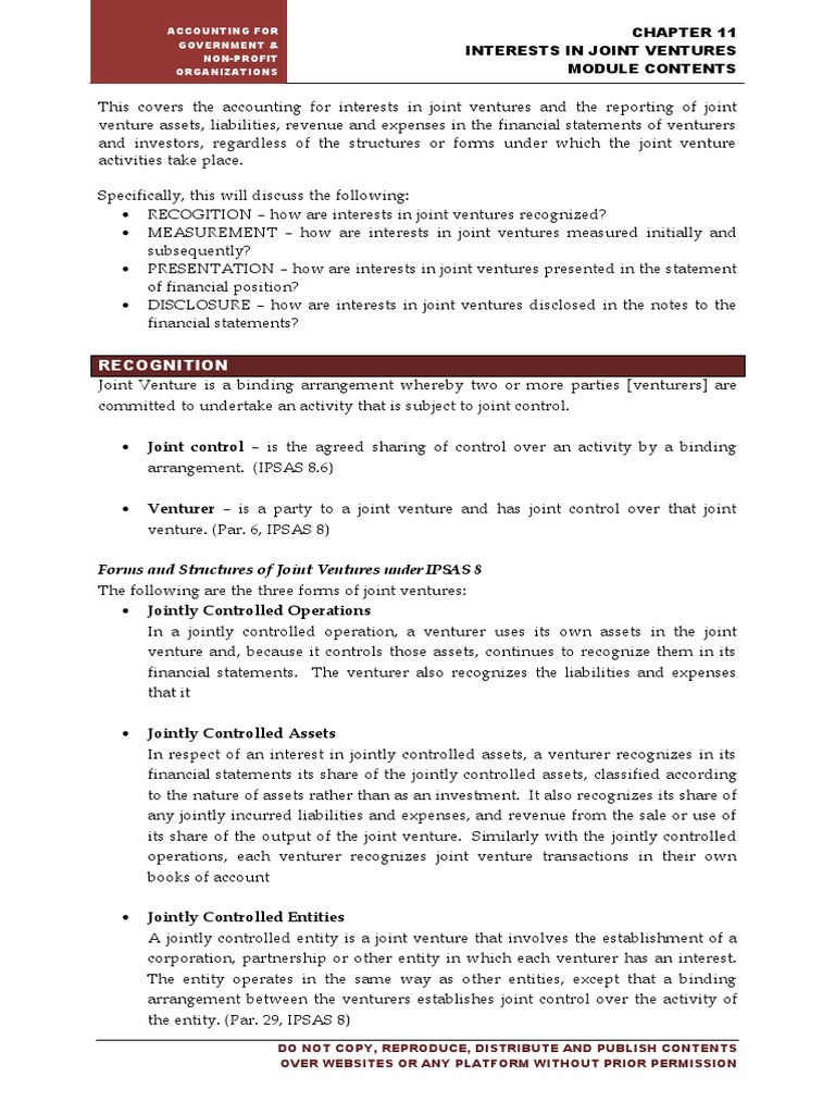 Accounting for Joint Ventures in Nonprofits | PDF | Debits And Credits ...
