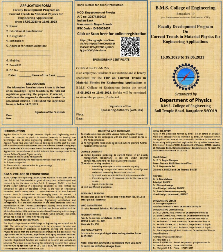 FDP 2023 BROCHURE - Physics | PDF | Physical Sciences