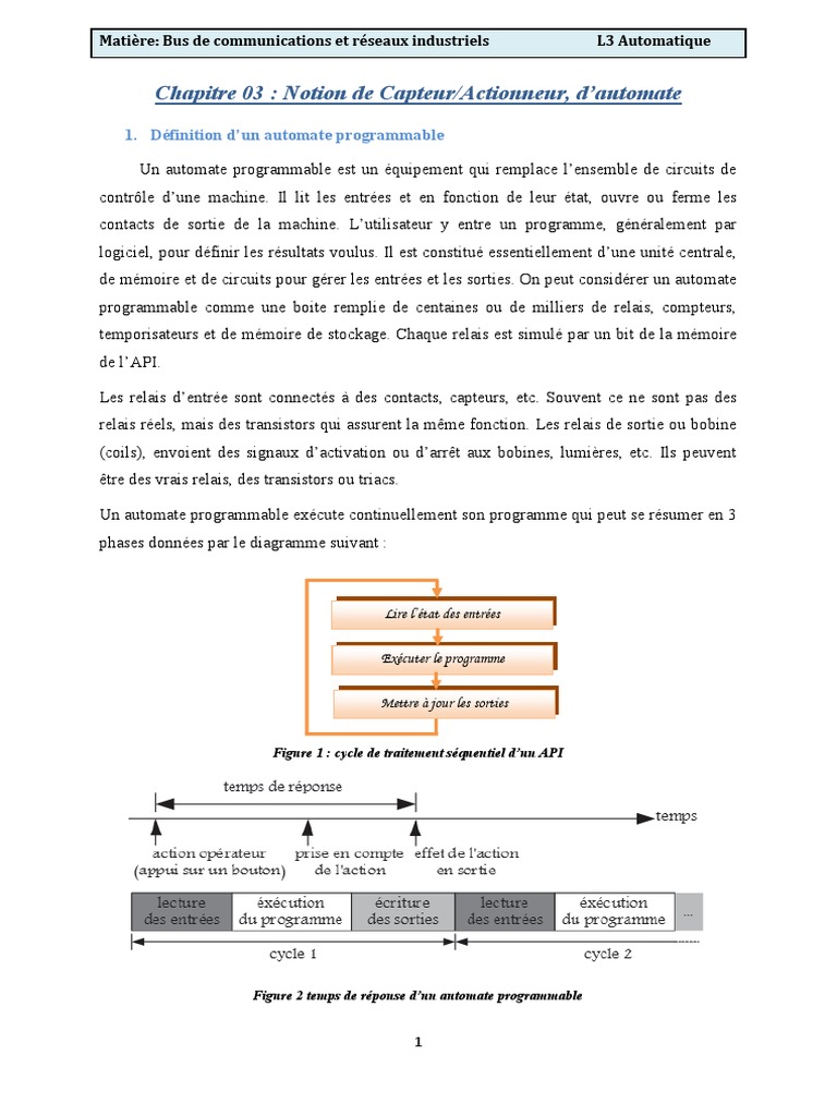 Chapitre 3 | PDF | Automate programmable industriel | Capteur