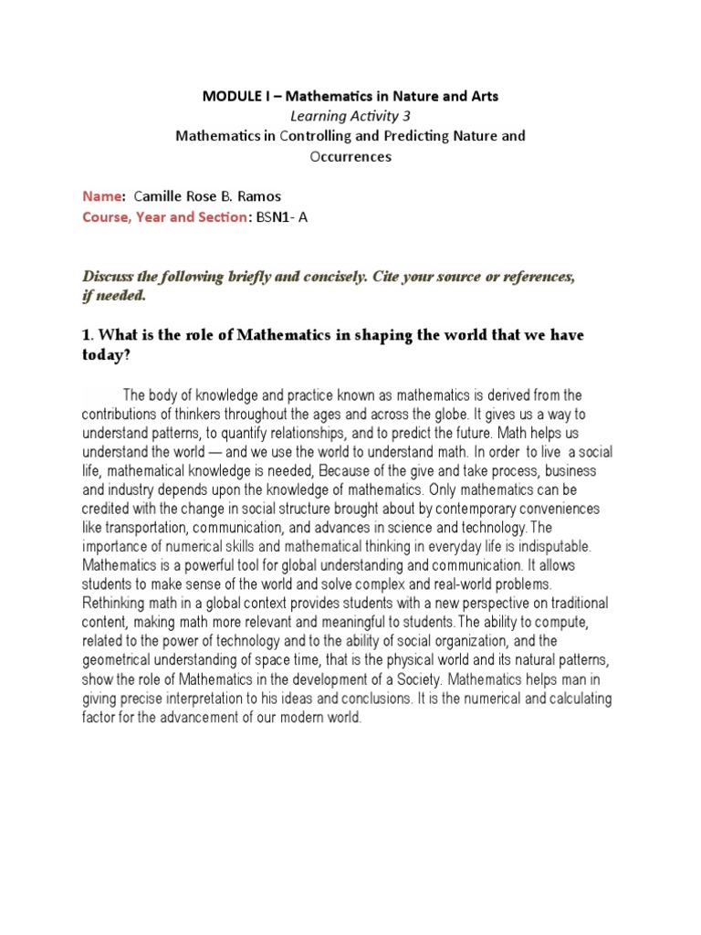 MMW Module1 Act 3 | Download Free PDF | Mathematics | Knowledge